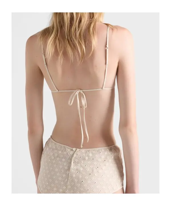 Prada Lace-trimmed Briefs With Rhinestones
