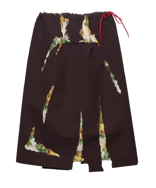 Prada Bonded Gabardine Skirt With Devoré Effect