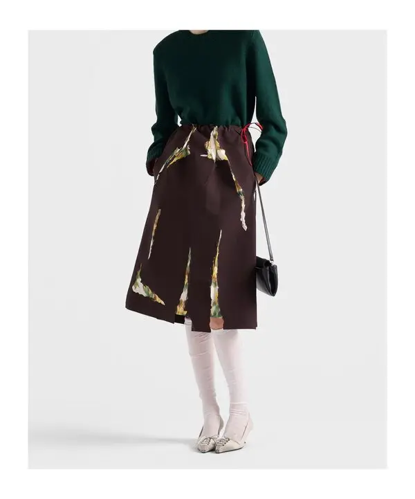 Prada Bonded Gabardine Skirt With Devoré Effect