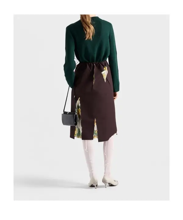 Prada Bonded Gabardine Skirt With Devoré Effect