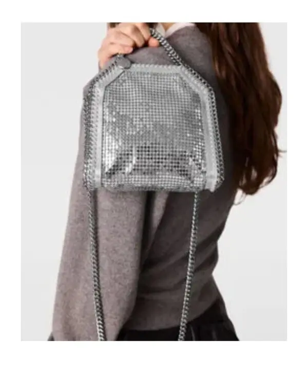 Stella McCartney Falabella Chainmail Tiny Tote Bag - Silver