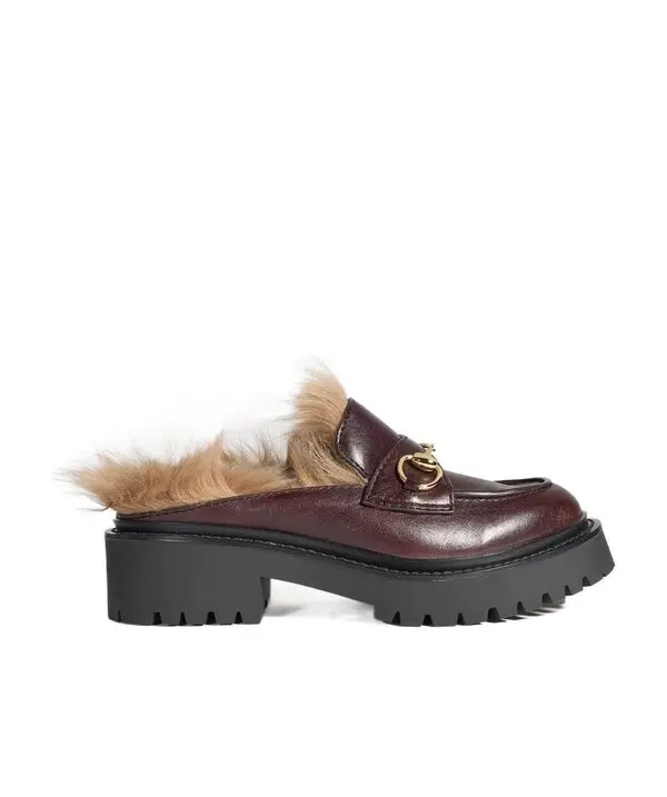 Gucci Mule With Horsebit And Lug Sole - Black