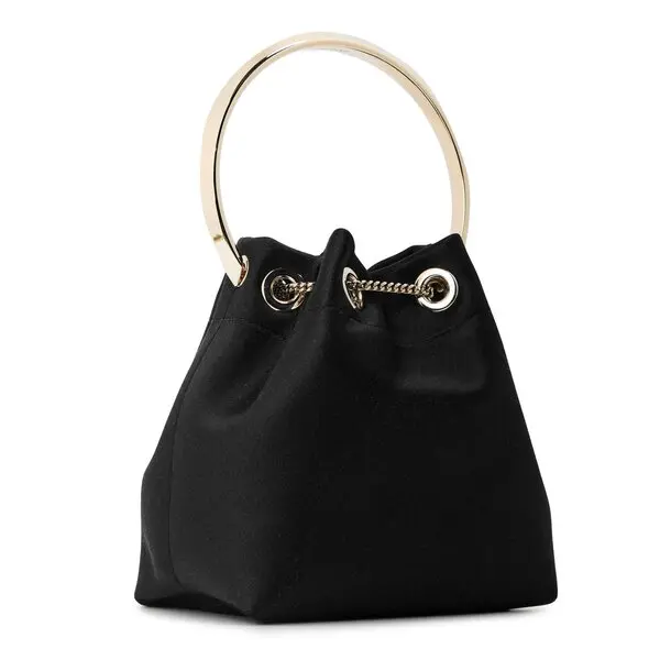 JIMMY CHOO Satin Drawstring Bucket Bag