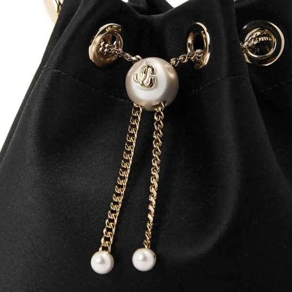 JIMMY CHOO Satin Drawstring Bucket Bag