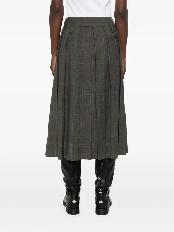 Simone Rocha Prince Of Wales Check Pleated Skirt - Grey