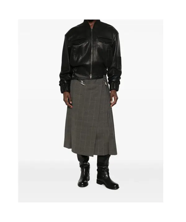 Simone Rocha Prince Of Wales Check Pleated Skirt - Grey
