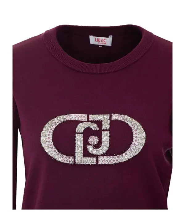 Liu Jo Crystal-logo Crew-neck Sweater