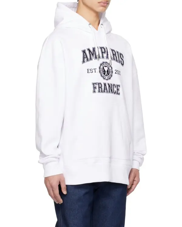 AMI Paris Logo-printed Long-sleeved Drawstring Hoodie