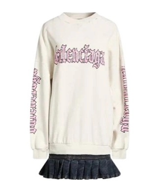 Balenciaga Long-sleeved T-shirt Dress - White