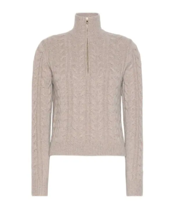 Max Mara Libero Zip Detailed High-neck Jumper - Sand-colored