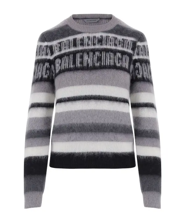 Balenciaga Stretch Mohair-blend Sweater With Logo