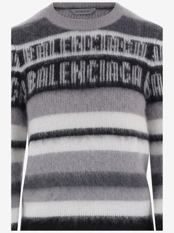 Balenciaga Stretch Mohair-blend Sweater With Logo