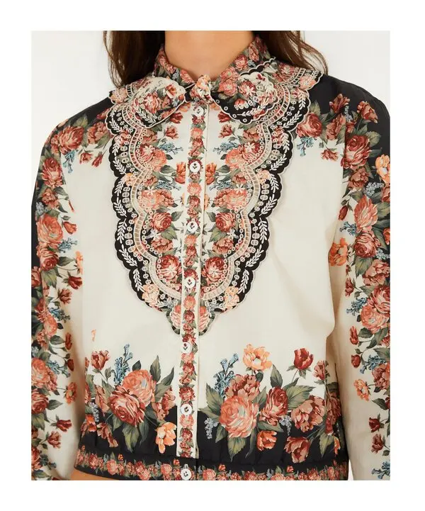 Farm Rio Floral Print Button-up Top