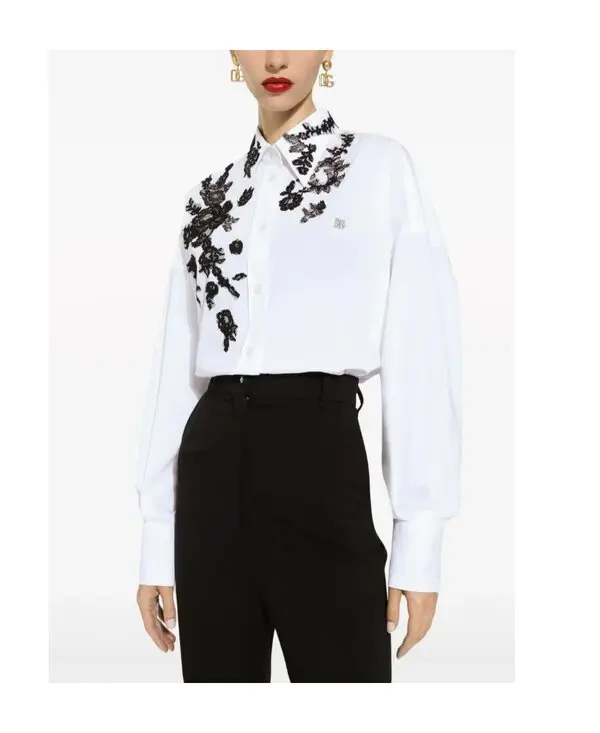 Dolce & Gabbana Dolce Gabbana Lace Patch Oversized Shirt