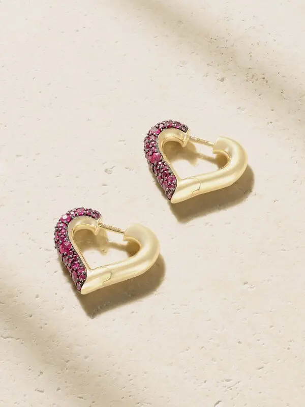 LUCY DELIUS Baby Chubby Love 14-karat Gold Ruby Earrings - Red