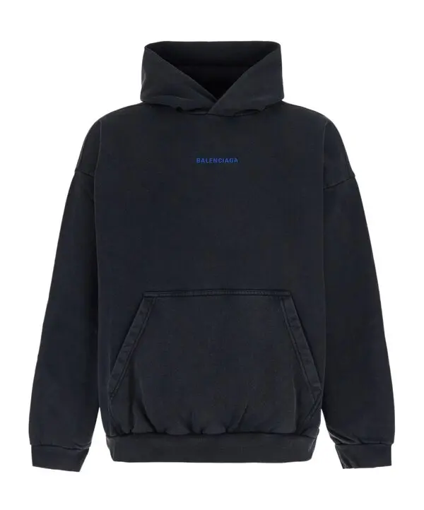 Balenciaga Long-sleeved Hooded Sweatshirt - Black