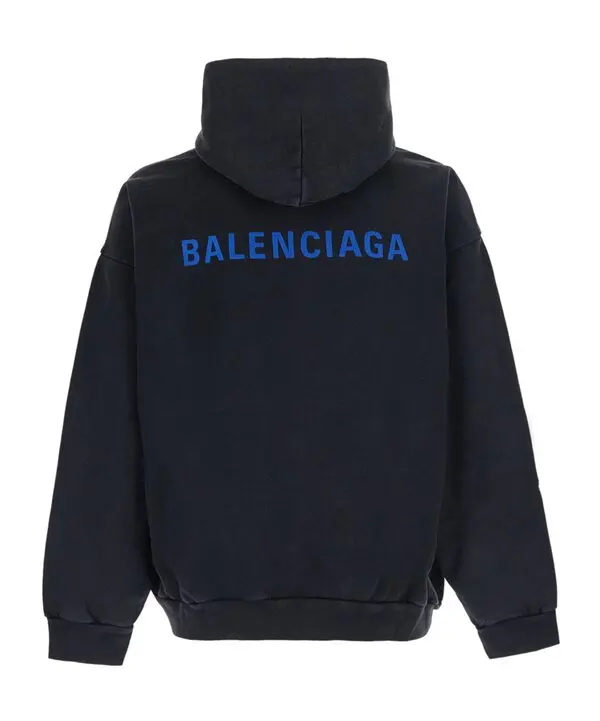 Balenciaga Logo Embroidered Hoodie - Black