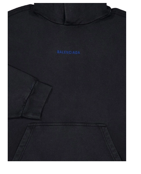 Balenciaga Logo Embroidered Hoodie - Black