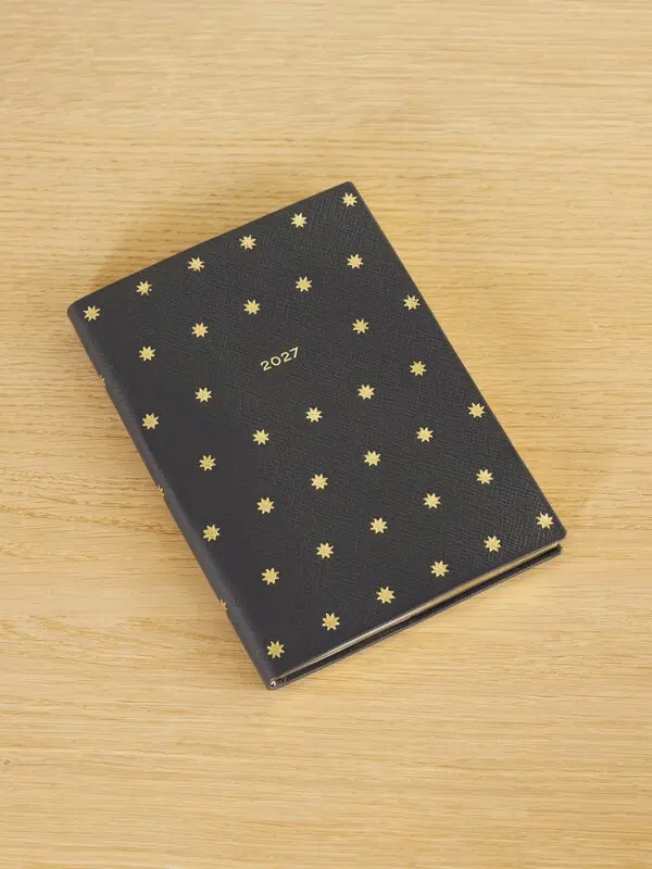 Smythson Soho 2027 Panama Textured-leather Diary - Blue