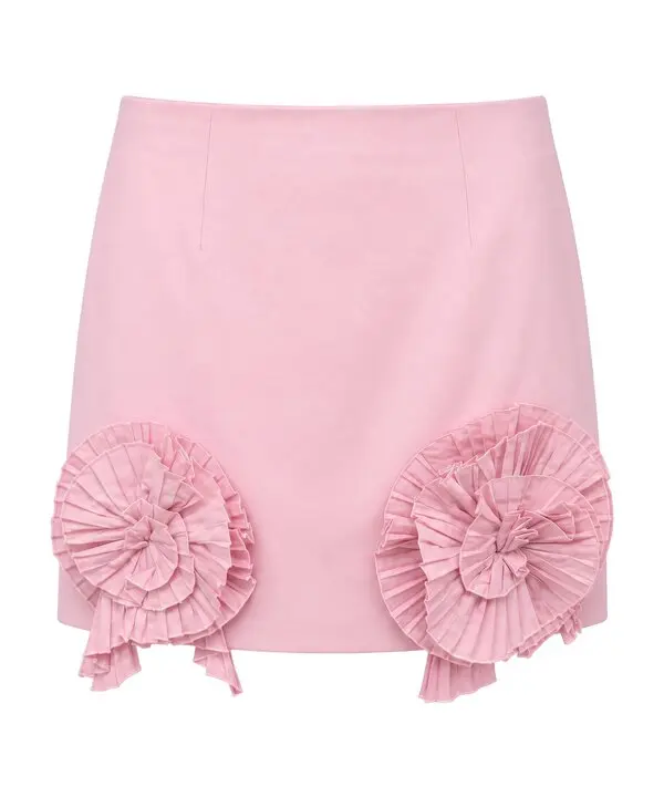 Blumarine Rose-detail Taffeta Mini Skirt
