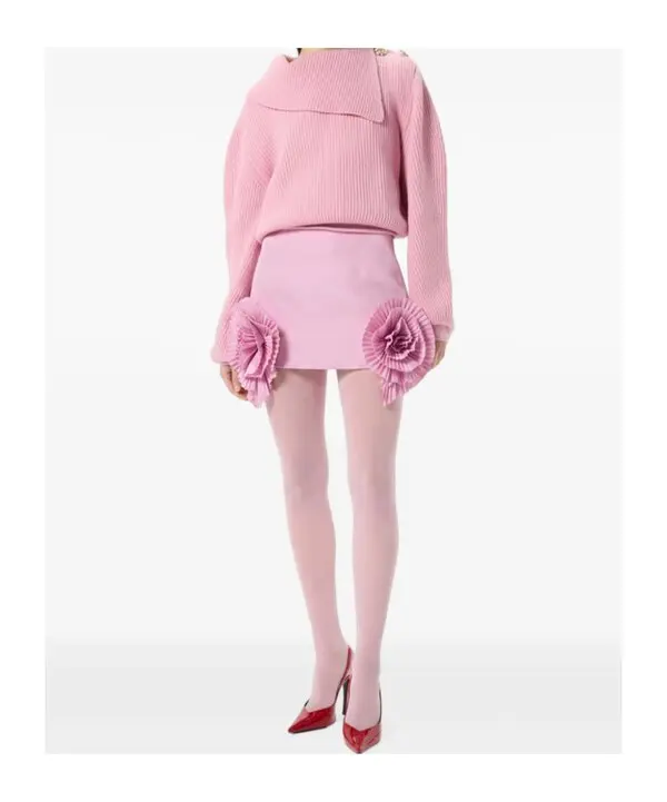Blumarine Rose-detail Taffeta Mini Skirt