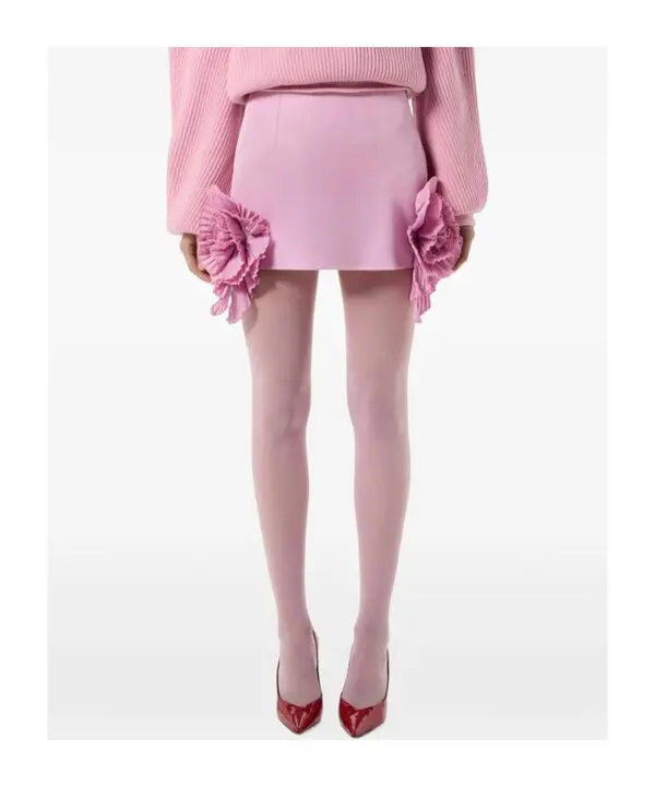 Blumarine Rose-detail Taffeta Mini Skirt