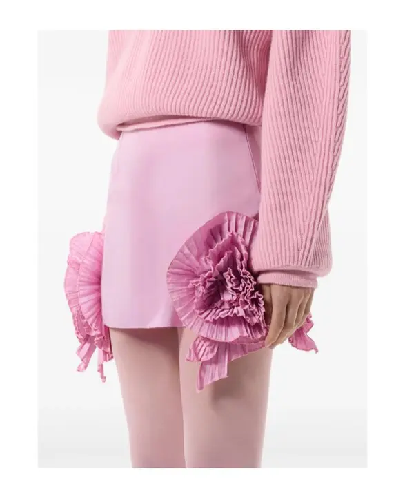 Blumarine Rose-detail Taffeta Mini Skirt