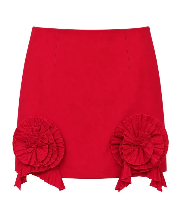 Blumarine Rose-detail Taffeta Mini Skirt
