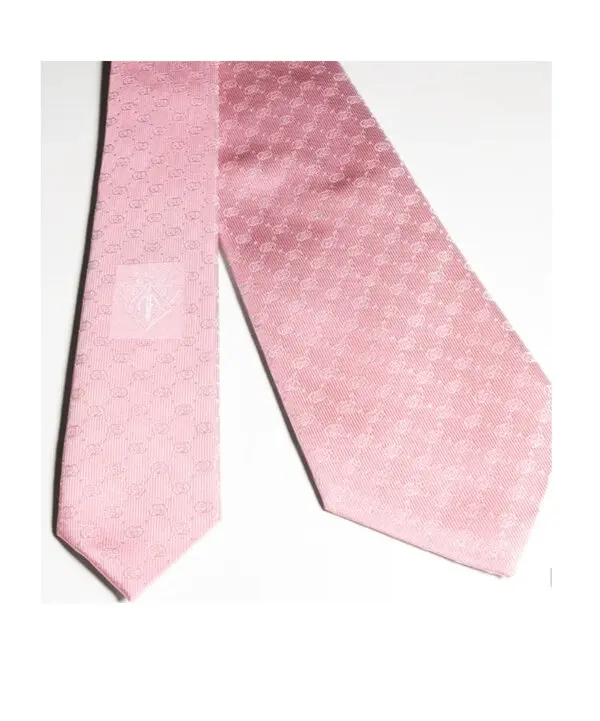 Gucci Interlocking G Silk Jacquard Tie - Light Pink