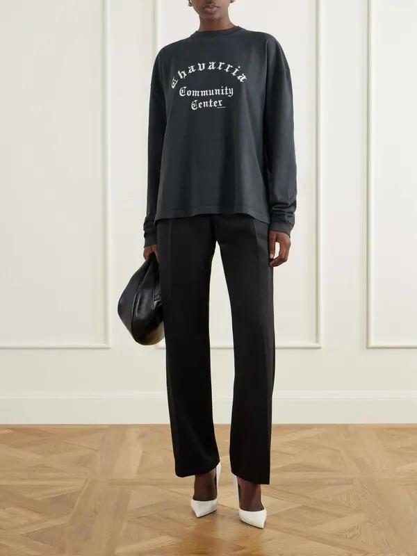 WILLY CHAVARRIA Pleated Wool-blend High-rise Straight-leg Pants
