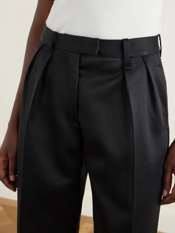 WILLY CHAVARRIA Pleated Wool-blend High-rise Straight-leg Pants