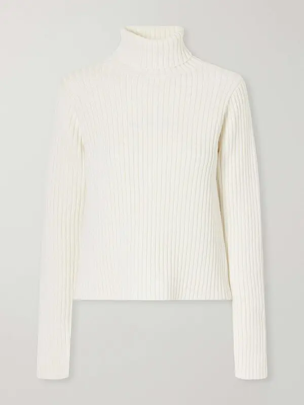 Still Here Miller Ribbed Cotton Turtleneck Sweater - Cream