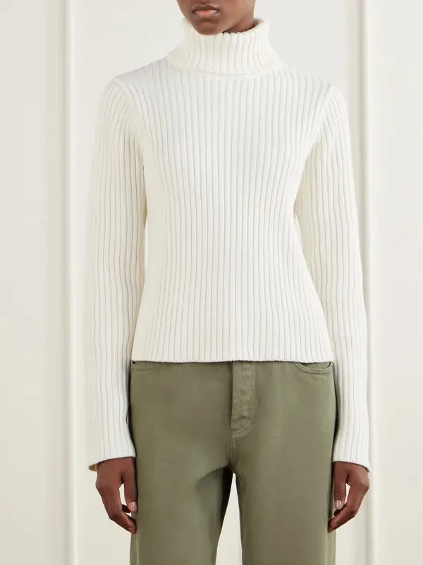 Still Here Miller Ribbed Cotton Turtleneck Sweater - Neutrals