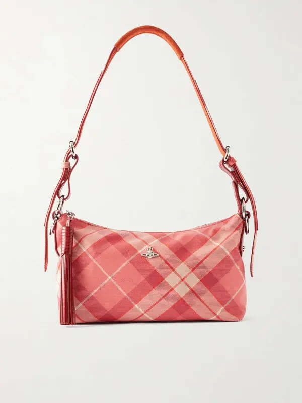 VIVIENNE WESTWOOD Emma Checked Wool Shoulder Bag