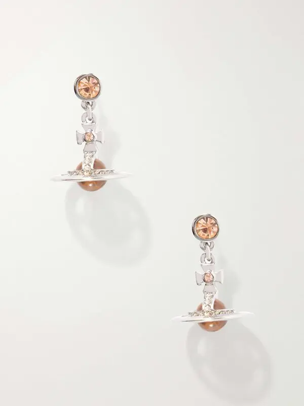VIVIENNE WESTWOOD New Petite Orb -tone Cubic Zirconia Earrings - Silver