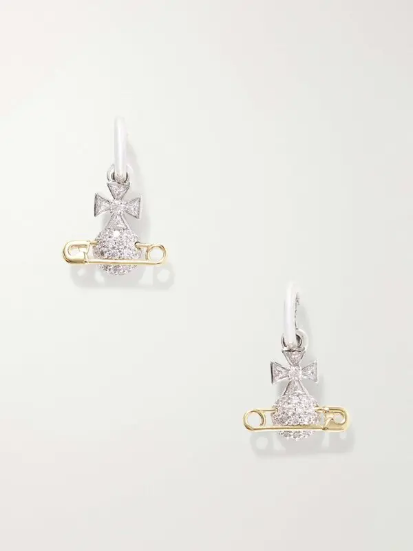 VIVIENNE WESTWOOD Hectorina Gold And -tone Crystal Earrings - Silver