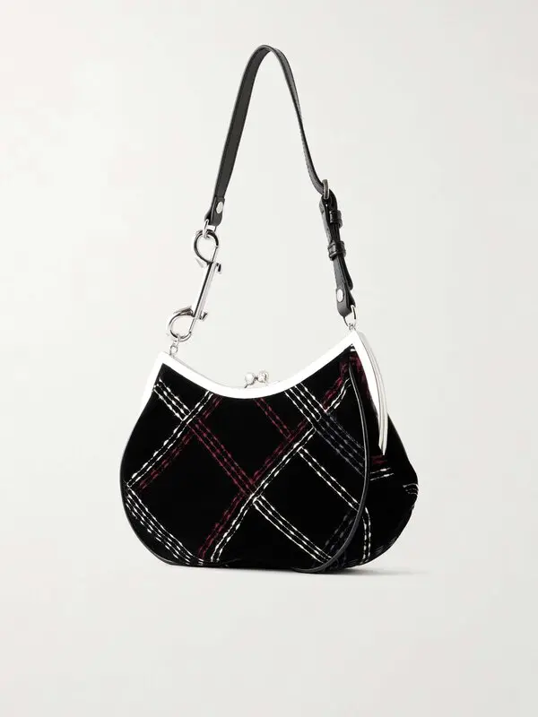 VIVIENNE WESTWOOD Charm Frame Embellished Embroidered Velvet Shoulder Bag