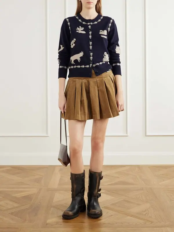 Sea Marguerite Embroidered Wool Cardigan