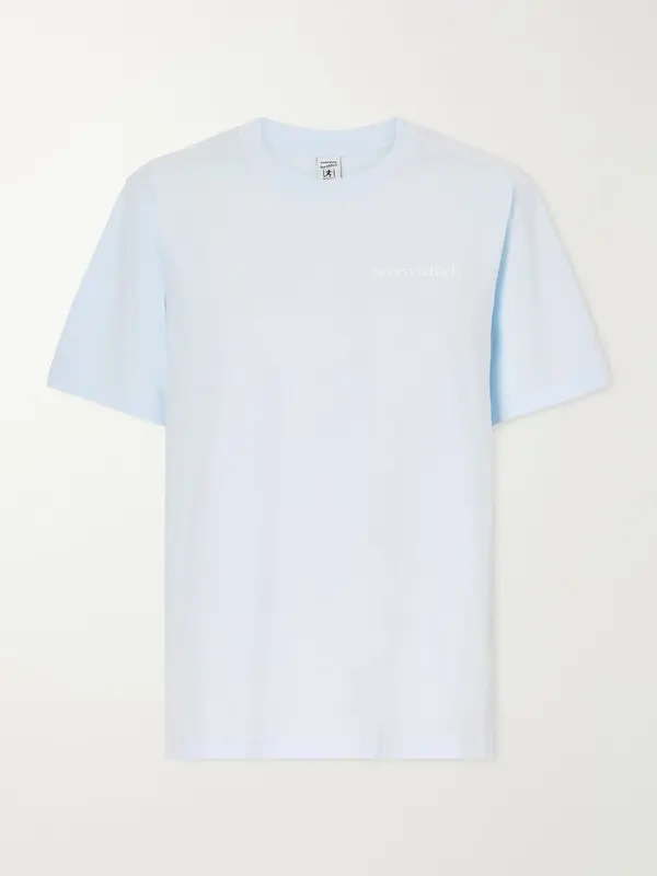 Sporty & Rich Health Is Wealth Cotton T-shirt - Blue