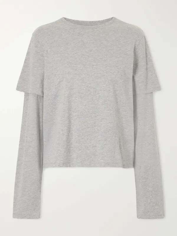 Still Here 2tee Layered Cotton-jersey T-shirt