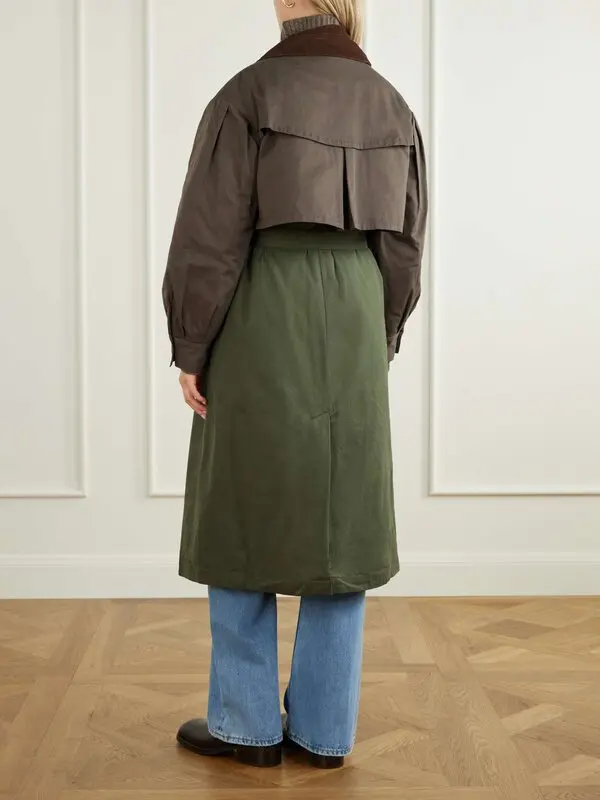 Sea Tristan Corduroy-trimmed Cotton Trench Coat