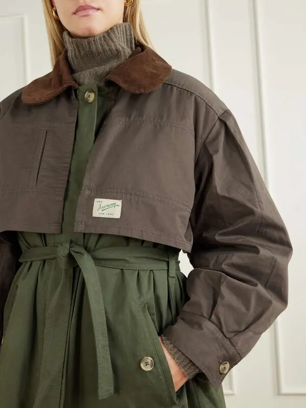 Sea Tristan Corduroy-trimmed Cotton Trench Coat