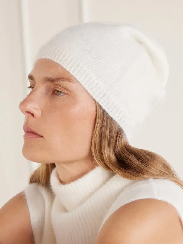 LISA YANG Brushed-cashmere Beanie - Neutrals