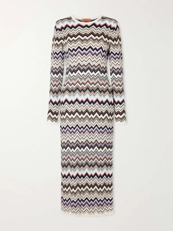 Missoni Striped Crochet-knit Midi Dress