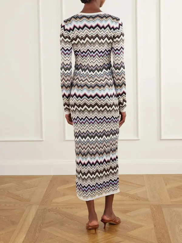 Missoni Striped Crochet-knit Midi Dress