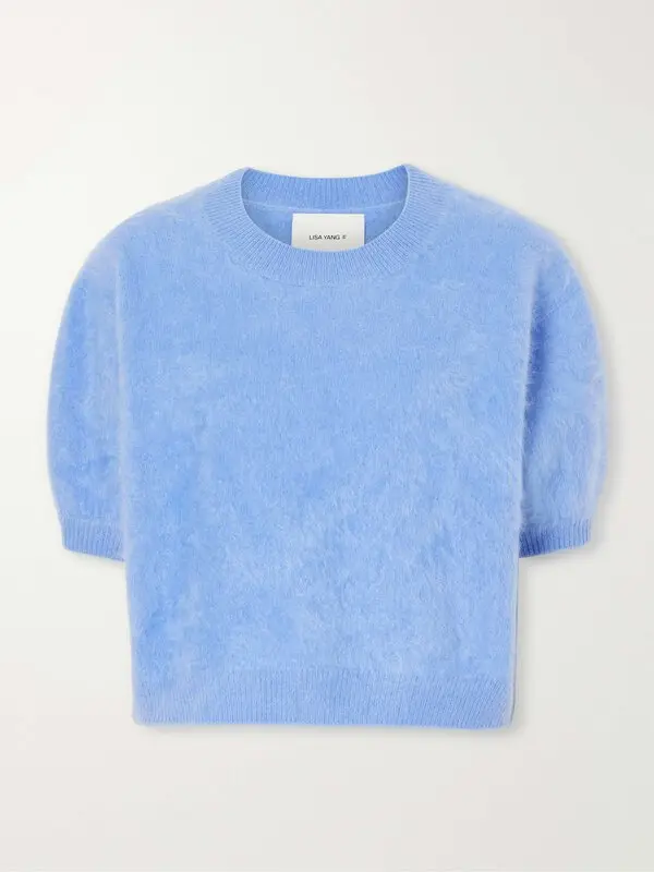 LISA YANG Juniper Brushed Cashmere Sweater - Blue