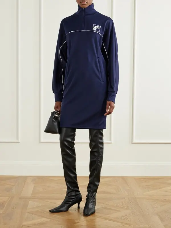 MAISON MARGIELA Embroidered Jersey Mini Dress - Blue