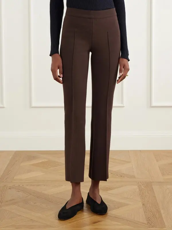 HIGH SPORT Geo Kick Cotton-blend Cropped Flared Pants - Brown