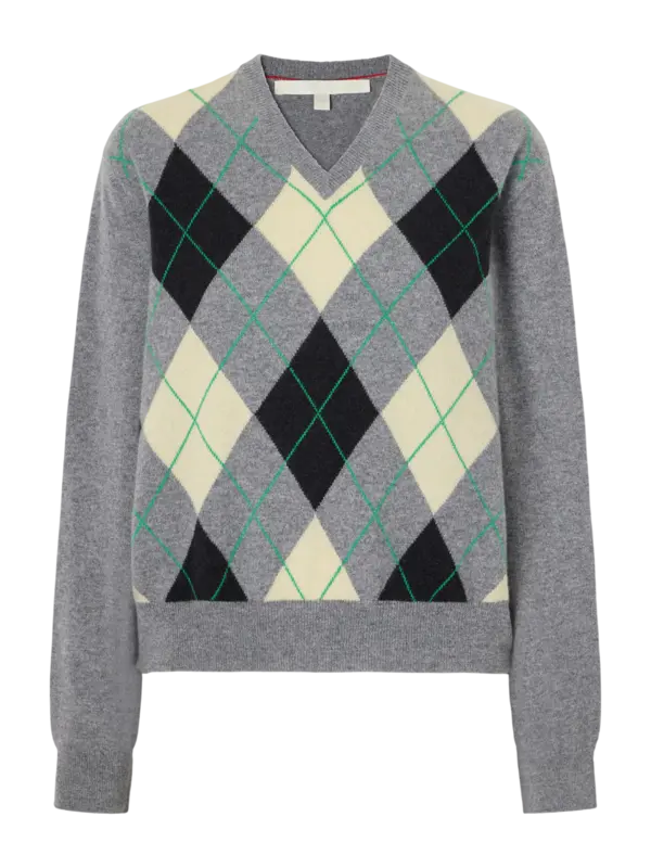 RÙADH The Academy Checked Cashmere Sweater - Gray