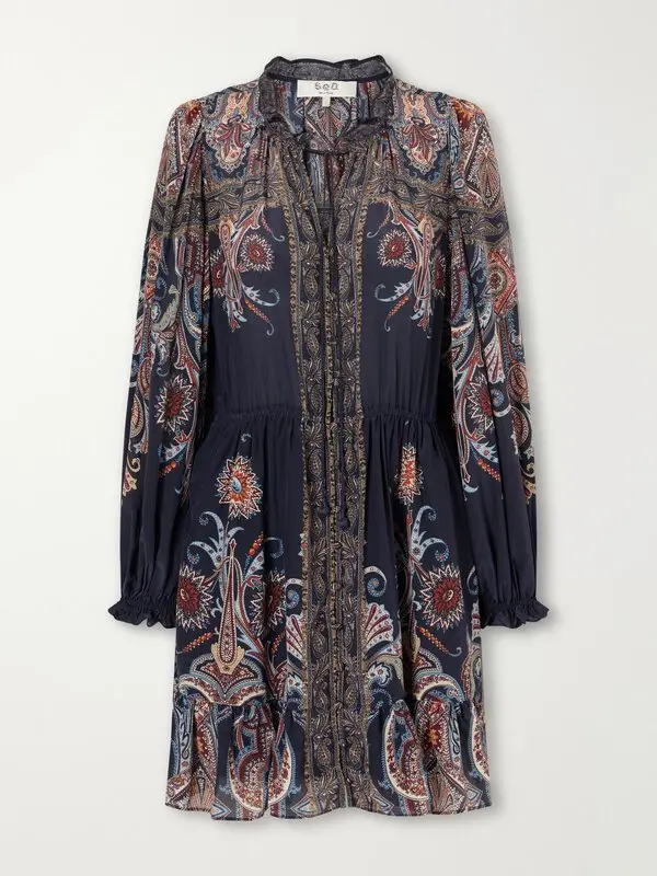 Sea Hyacinth Gathered Paisley-print Crepe Mini Dress - Multi